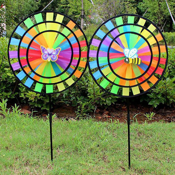 For Children Kids Yard Decoration Colorful Triple Wheel Windmill Toys ...