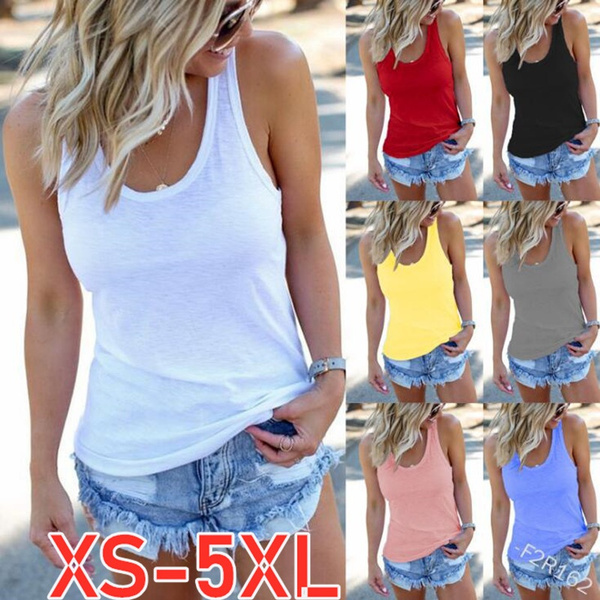 Plus Size Women's Casual Summer Tops Short Sleeve Tee Shirts Pure Color ...
