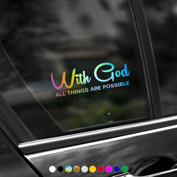 2PCS WITH GOD ALL THINGS ARE POSSIBLE Classic Christian Car Stickers 17 ...