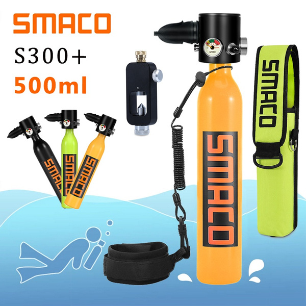 SMACO S300+ 0.5 L Scuba Diving Cylinder Mini Oxygen Tank Set Air Tank ...