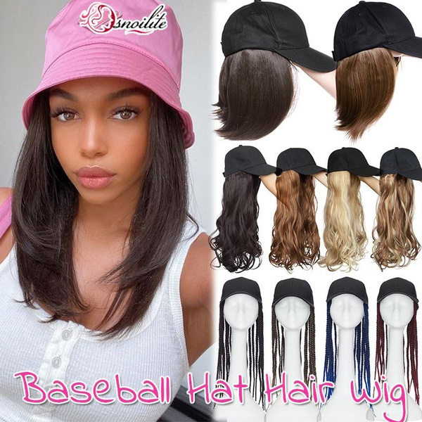 Synthetic Fiber Women Baseball Hat With Hair Curly Straight Hair Wig Synthetic Fiber Women Baseball Hat With Hair Curly Straight Hair Wig