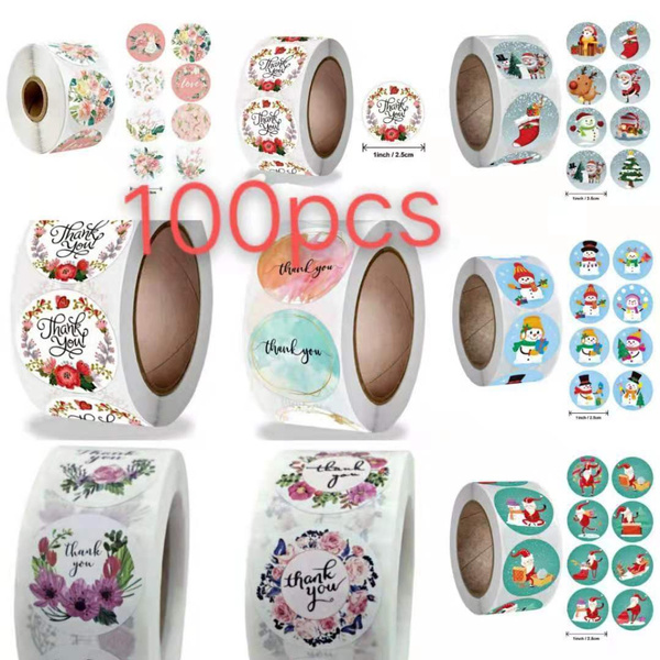 100PCS100pcs Flower Thank You Stickers Scrapbooking for Gift Decoration ...