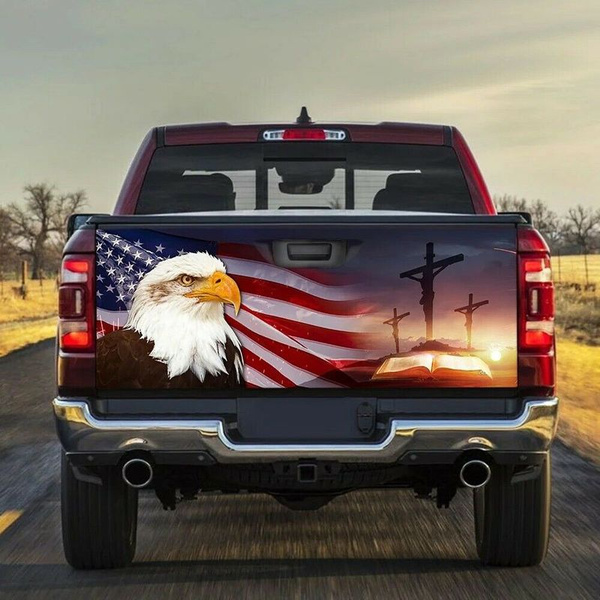 Patriotic Eagle Truck Tailgate Decal, Jesus Christ Decal for Truck ...