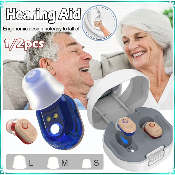 1/2PCS Invisible Hearing Amplifier Mini Inner Ear Digital Rechargeable ...