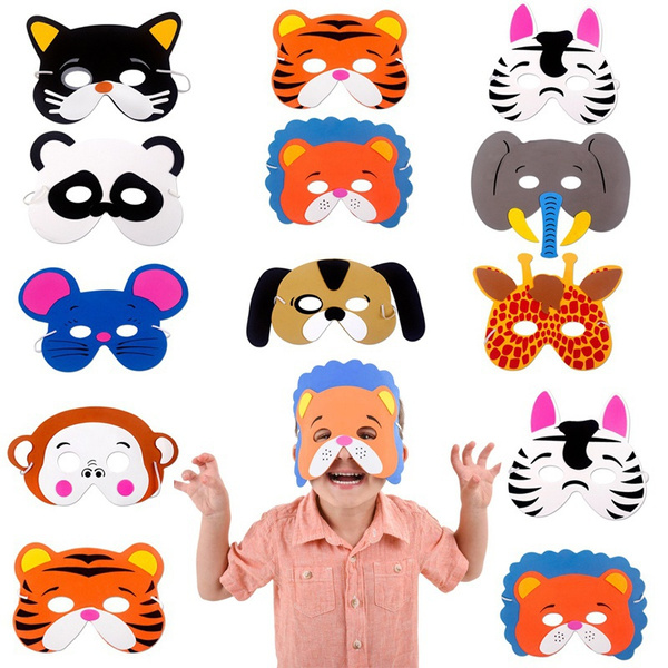 12 Pack Animal Masks Cosplay Halloween Masks Dress-Up Party Favors Mask ...