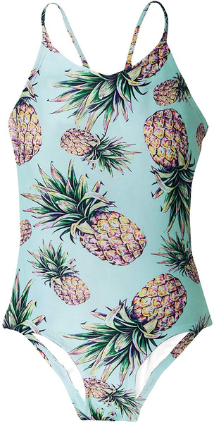 Blue Pineapple One Piece Swimsuits Printed Bathing Suit Adjustable ...