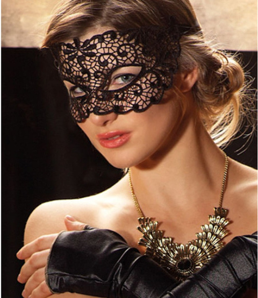 Black Half Mask with Ties Fancy Goods Masquerade Party Ball Unisex ...
