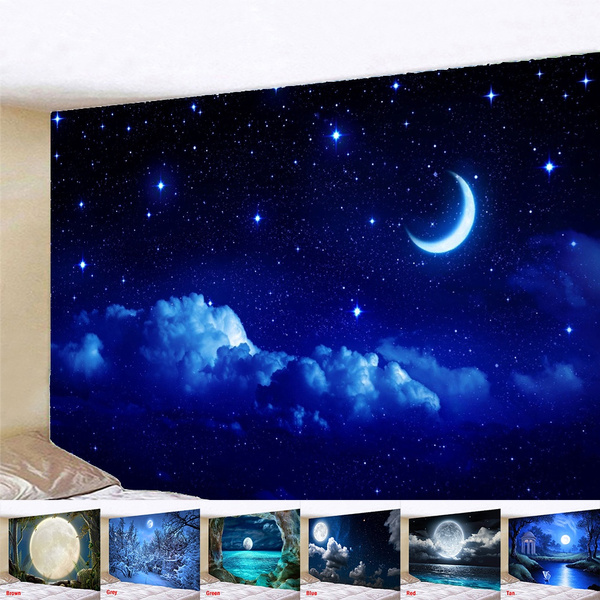 Moon Sky Tapestry Abstract Illusion Wall Art Tapestry Poster Living ...