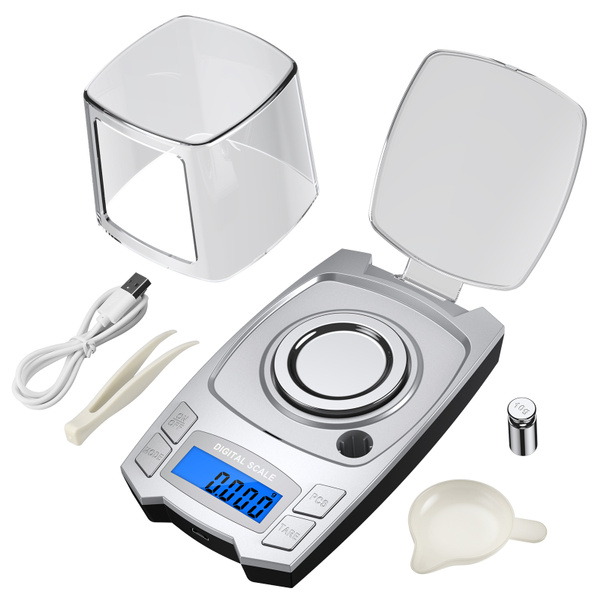 100g/0.001g Precision Electronic Scales USB Charging Digital Weighing ...