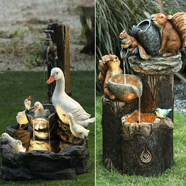 Animal Garden Statue - Squirrel/Duck Pressure Water Statue Freestanding ...