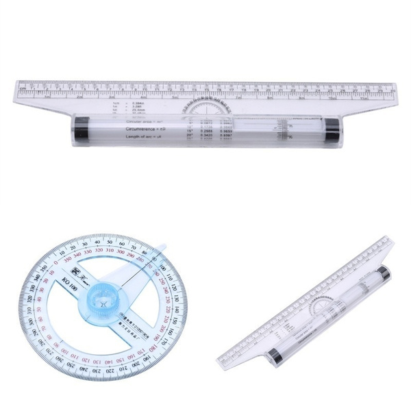 360 Degree Pointer Protractor Ruler and Angle Parallel Ruler for School ...