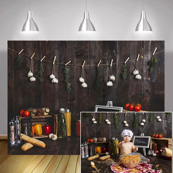 Menu kitchen Newborn Little Chef Birthday Portrait Backdrop Photo ...