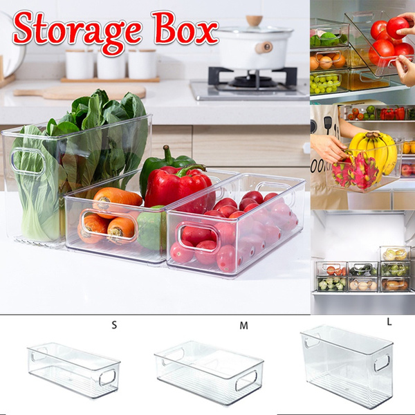 Stackable Plastic Food Storage Bins Refrigerator Organizer With Handles ...