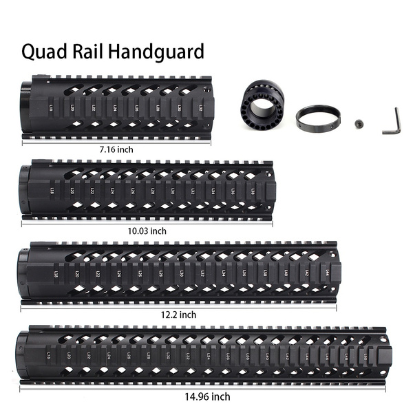 Tactical 7" 10" 12" 15" Free Float Quad Picatinny Rail Handguard ...