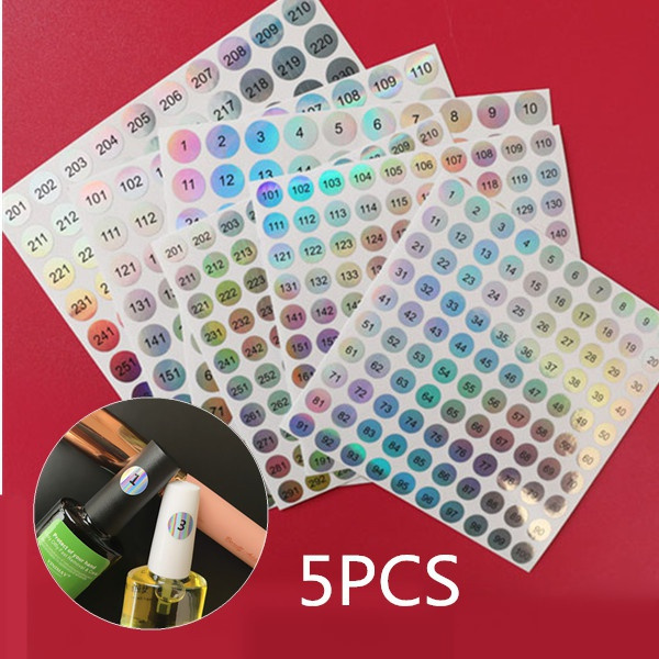 5 Sheets 1-500 Round Waterproof Multi-purpose Nail Number Sticker ...