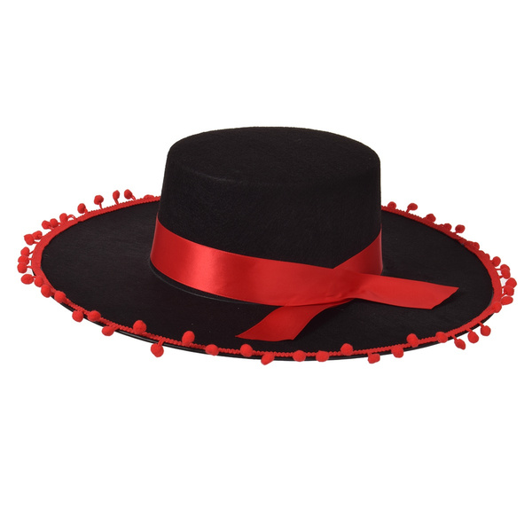 Spanish Bull Fight Hat Black and Red Sombrero Matador Hat Funny Party ...