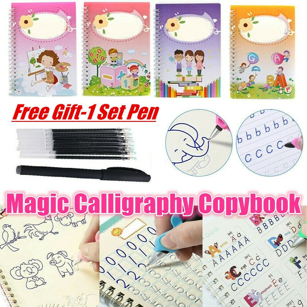 4 Calligraphy Stickers+8 Refills 2021 New Children's Groove Word ...