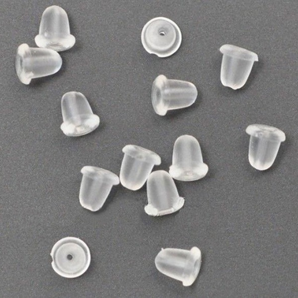 100/300 Pcs Clear Soft Rubber Earring Backs Stoppers Findings Ear Post ...