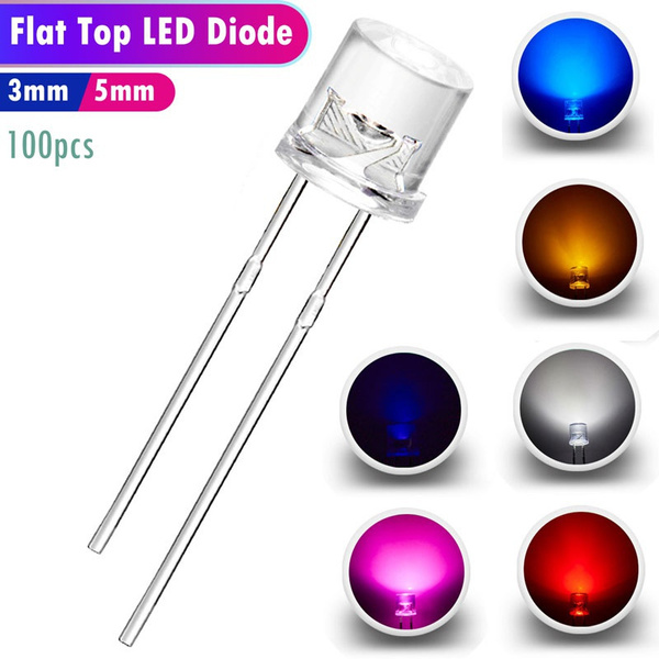 Chanzon 100Pcs 3mm 5mm Flat Top LED Light Emitting Diode Clear Lens ...