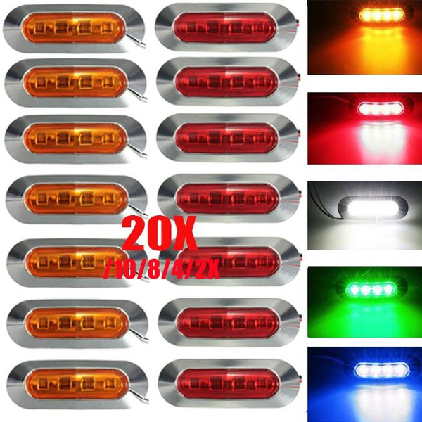 12V-24V 20/10/8/4/2PCS Optional 4 LED Side Marker Indicator Lights Lamp ...