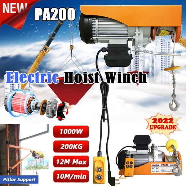2022 Newest 200KG Electric Overhead Motor 1000W Lift Hoist Winch Cable ...