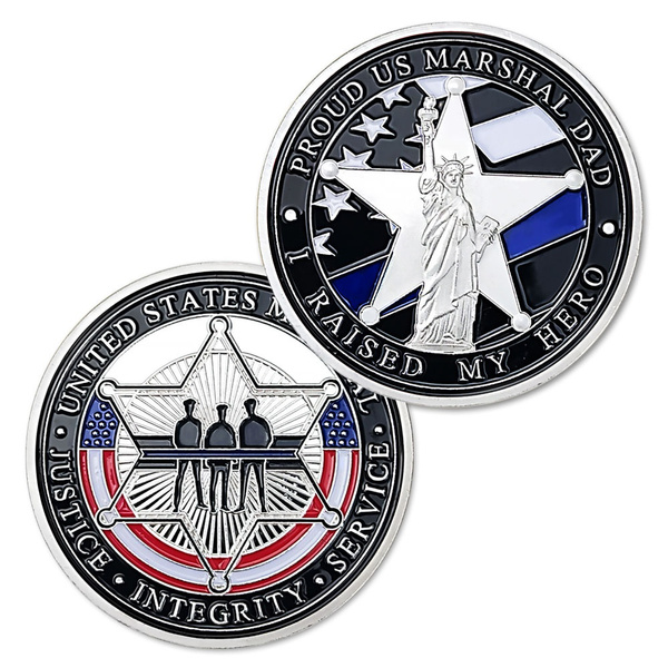 US Marshal Police Officers Challenge Coin NYPD Thin Blue Line Law ...