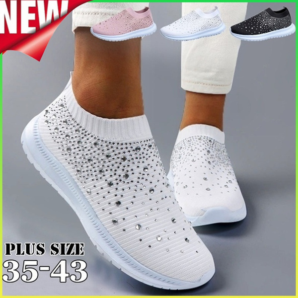 New Fashion Women's Sports Shoes with Rhinestone Luminous Socks, Sports ...