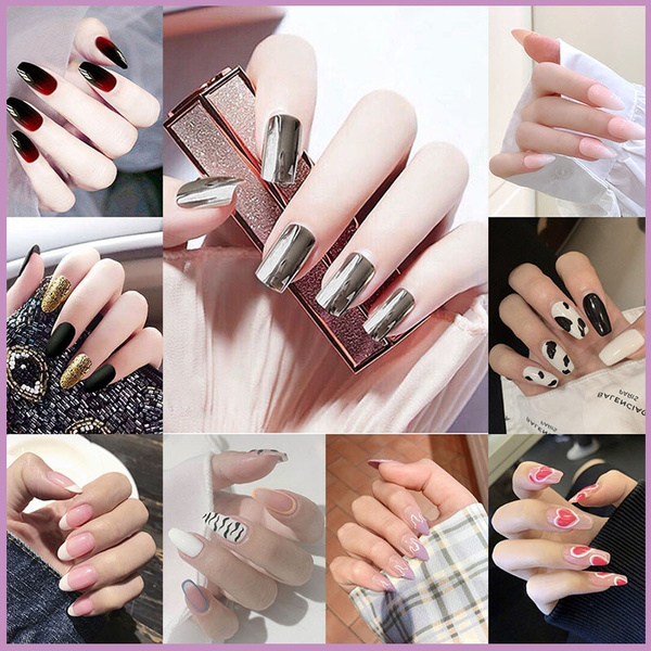 24pcs Carton Packaging with Nail Glue 3D Imitation Diamond Wearable ...