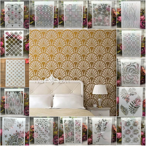 16 Style Large Size A3 A2 DIY Craft Layering Wall Stencils for Walls ...