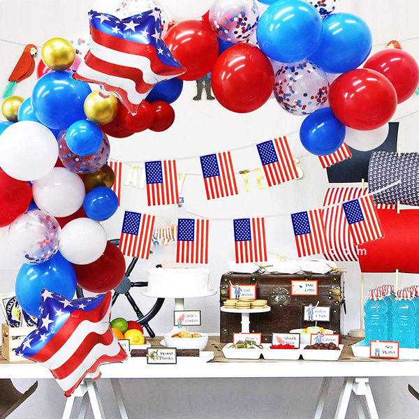 Patriotic Decorations Balloons Garland American Flag Kit - 109Pack Navy ...