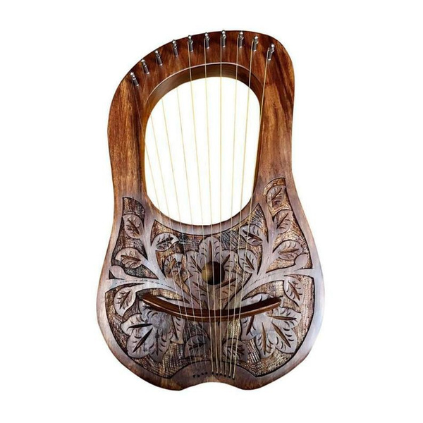 Rosewood Lyre Harp 10 Metal Strings Rosewood Lyre Harp Flower Design 10 ...