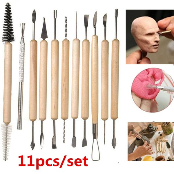 11Pcs Clay Sculpting Kit Sculpt Smoothing Wax Carving Pottery Ceramic Tools Polymer Shapers ...