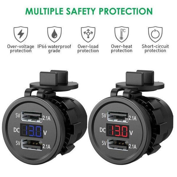 5V 2.1A Waterproof Dual Ports USB Charger Socket Adapter Power Outlet ...