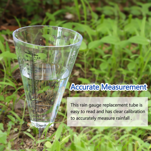 Yard Wooden Ground Stake Easy-Read Conical Rain Measuring Cup Rain ...