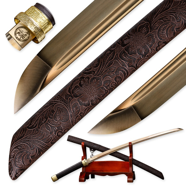 Hand-ground, 1095 steel, katana, full Tang, sharp and hard, simple ...