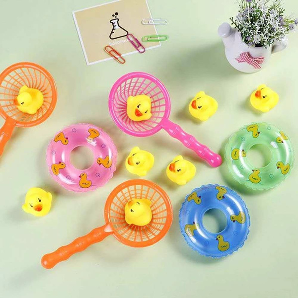 Swimming Floating Washing Kids Toy Water Fun Fishing Net Rubber Yellow ...