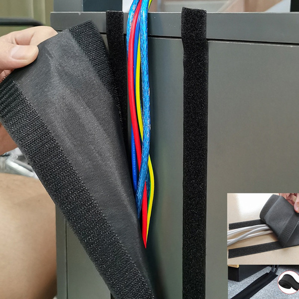 1/3 Meter Soft Adjustable Hook And Loop Office Desk Wire Cable Cover ...