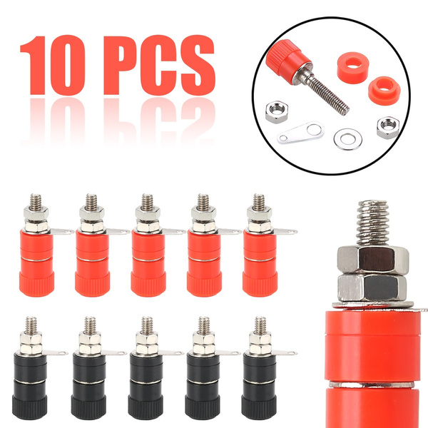 Practical 10Pcs 4mm Banana Socket Binding Post Nut Plug Jack Connector ...