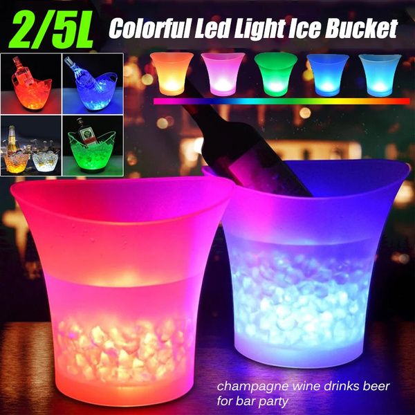 New 2/5L Plastic Waterproof LED Ice Bucket Color Bars Nightclubs LED ...