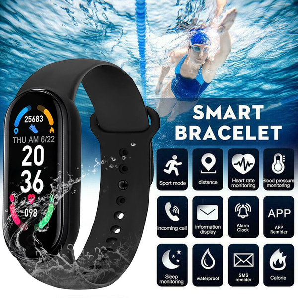 M6 Smart Bracelet Watch, IP67 Waterproof Watch Fitness Tracker Heart ...