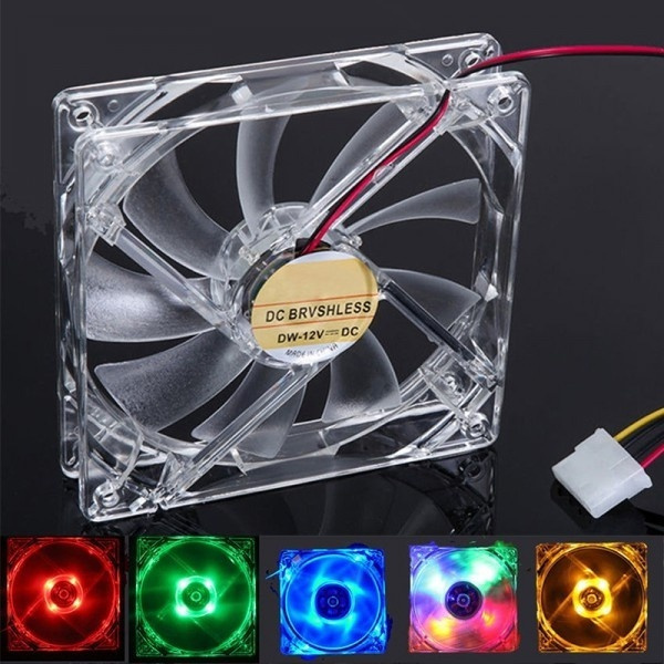 New PC Computer Fan Quad 4 LED Light 120mm PC Computer Case Cooling Fan ...