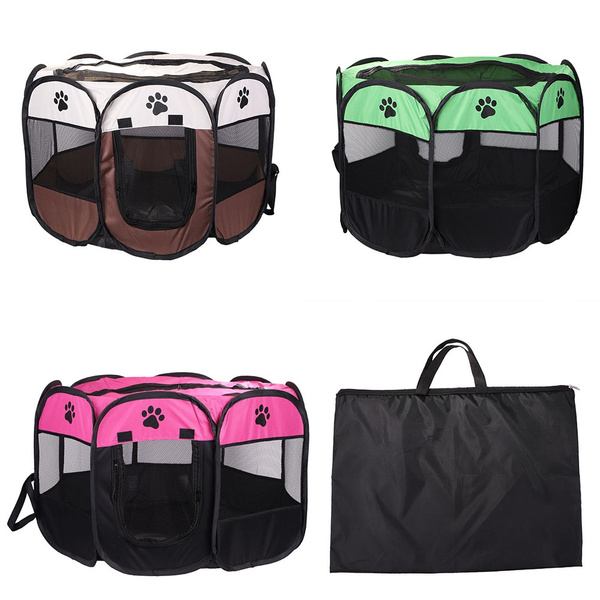 Portable Folding Octagonal Pet Carrier Tent Playpen Puppy Fence Kennel ...