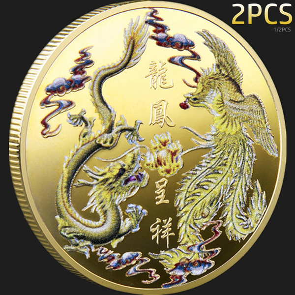Newest Chinese Dragon and Phoenix Coin Fengshui Crafts Medal Replica ...
