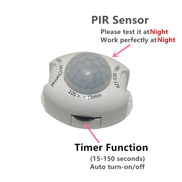 PIR Motion Sensor Light Switch DC5V-DC12V Movement Detector Activated Timer Automatic Switch ON ...