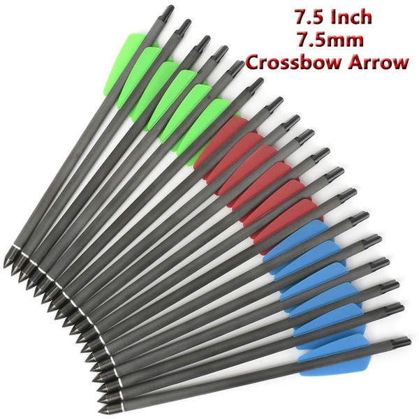 6/12pcs 7.5 Inch 7.5mm Pure Carbon Crossbow Arrow 2 Pices Plastic ...