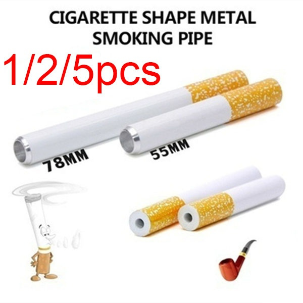 New 1/2/5pc 55mm/78mm Cigarette Shape Metal Aluminum Pipe Smoking ...