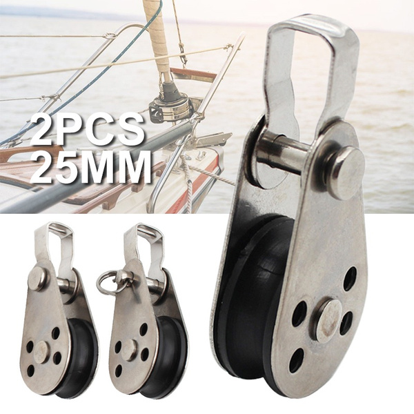 New 2pcs 25mm Stainless Steel Pulley Marine Grade Sailing Yacht Ship ...
