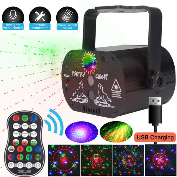 60 Patterns LED RGB Mini Laser Stage Light DJ Disco Party KTV Projector ...