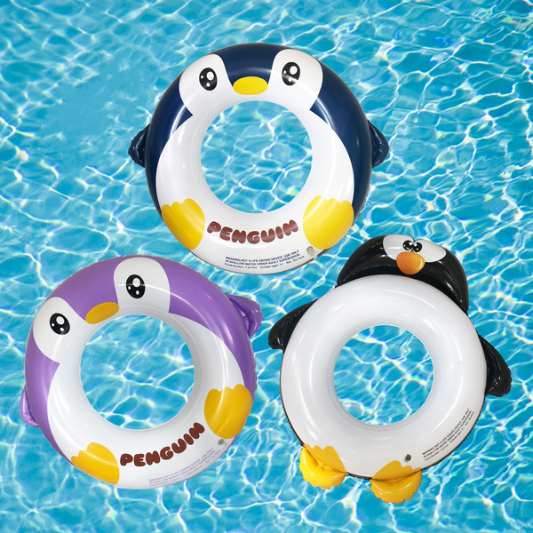 Inflatable Pool Tube for Kids, 3 Packs Penguin Swim Ring Pool Floats ...