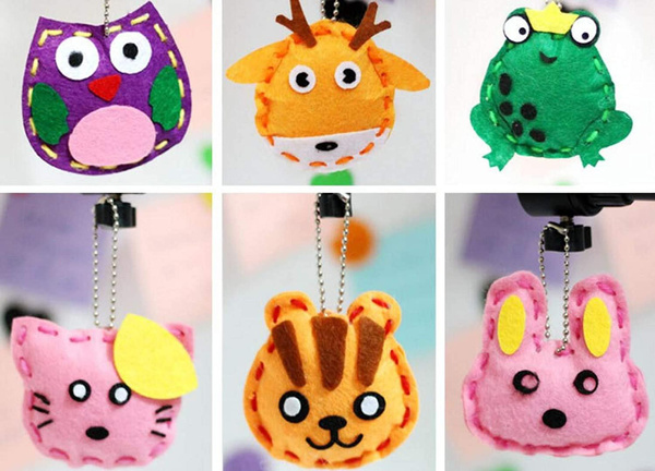 14PCS Small Animal Doll Felt kit Non-Woven Cloth Craft DIY Sewing Set ...